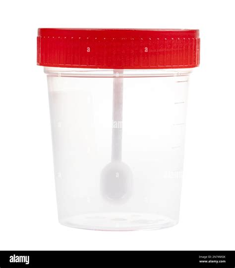 Closed Empty Plastic Stool Sample Collection Container Isolated On