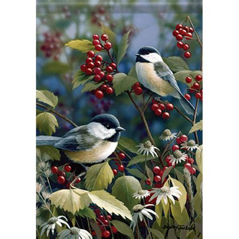 Carson Glittertrends Chickadee And Cardinal Durasoft Garden Flag