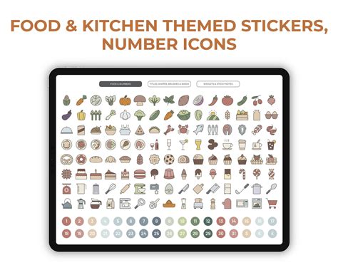 Food And Kitchen Digital Stickers For Goodnotes Digital Sticker Pack For