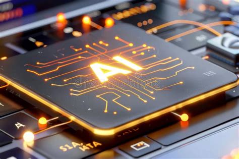 Ai Microchip Glowing In A Neon Lit Digital Circuit Representing Advanced Technology And