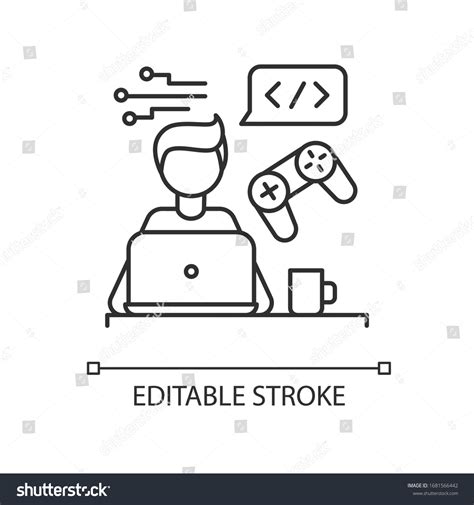 Game Developer Pixel Perfect Linear Icon Stock Vector Royalty Free