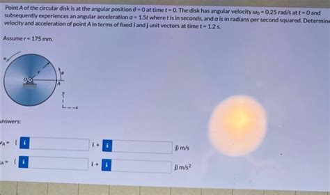 Solved Point A Of The Circular Disk Is At The Angular