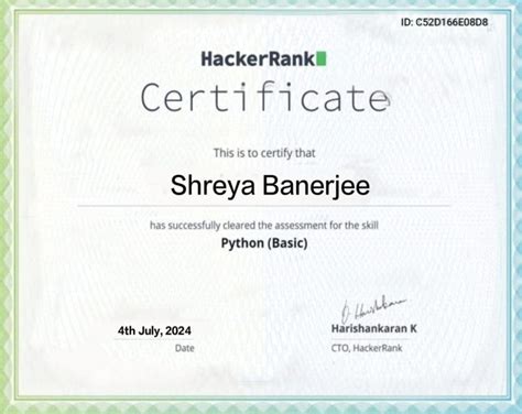 shreya banerjee on linkedin hackerrank