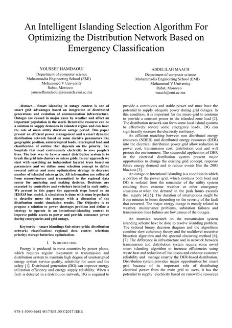 Pdf An Intelligent Islanding Selection Algorithm For Optimizing The Distribution Network Based