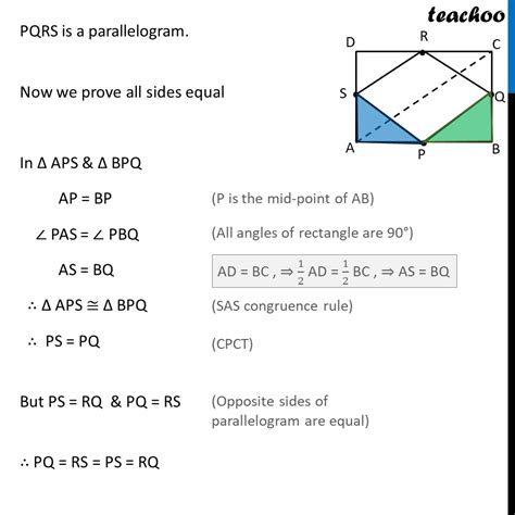 Ex ABCD Is A Rectangle P Q R And S Are Mid Points