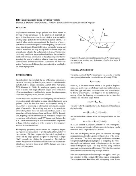 Pdf Rtm Angle Gathers Using Poynting Vectors