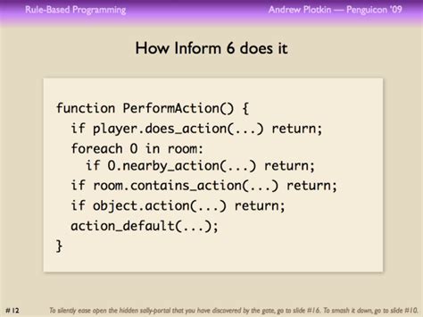 Rule Based Programming In Interactive Fiction