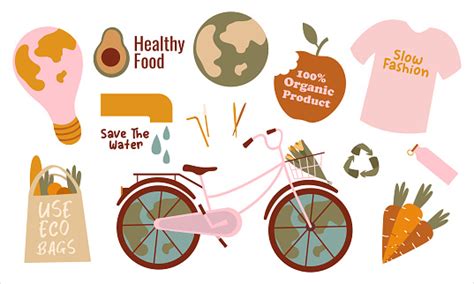슬로우 패션 다시 생각 거부 수리 감소 재사용 재활용 녹색 아이콘 세트 생태학 폐기물 제로 지속 가능성 자연 보호 환경 친화적 인 개념 지속 가능한 패션에 대한 스톡 벡터