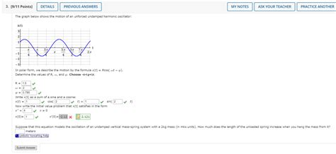 Solved The Graph Below Shows The Motion Of An Unforced