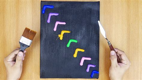 아크릴 페인팅 기법 71 검은 캔버스에 무지개 하늘 반사 너무 만족 🌈 Youtube