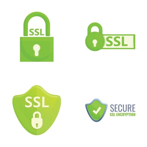 Ssl Secure Icons Set Cartoon Secure Sockets Layer Certificate