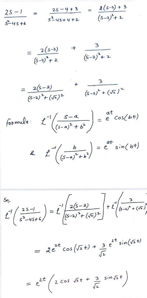 Solved Determine The Inverse Laplace Transform Of The Given Function Show Course Hero