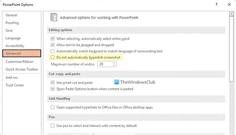 Prevent Word Excel Powerpoint From Hyperlinking Screenshots