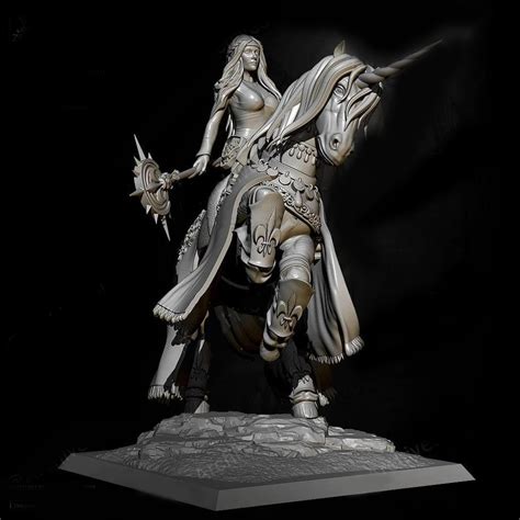 独角兽 女骑士3D打印模型 独角兽 女骑士3D打印模型stl下载 人物3D打印模型 Enjoying3D打印模型网