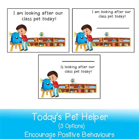 Pet Helper Poster Blue Effective Classroom Management Positive