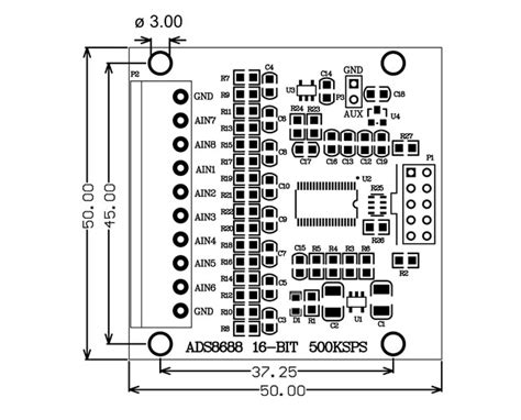 ADS8688 16 Bit 500KSPS Data Acquisition Module Single Bipolar Input 8 Channel SAR ADC Module