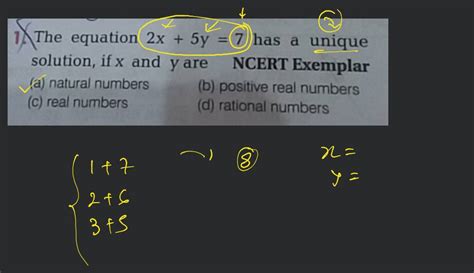 The Equation X Y Has A Unique Solution If X And Y Are NCERT Exempl
