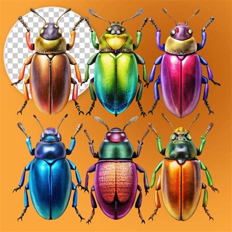 Premium Psd Beetle Different Color Set Concept