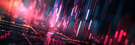 Abstract Digital Financial Data Background With Neon Lights And Futuristic Visuals Stock
