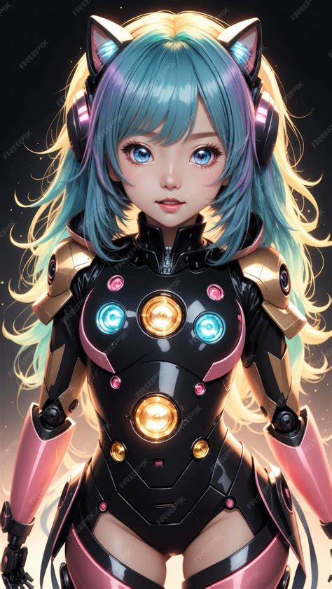 Premium Photo Kawaii Cyborg Girl In Anime Style
