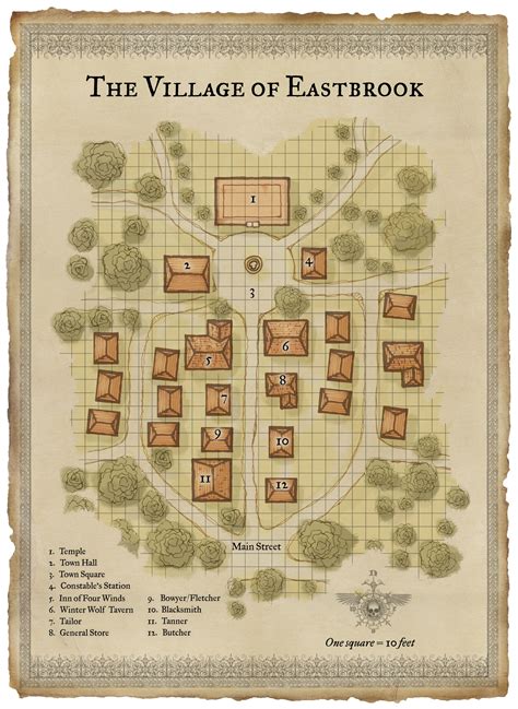 The Village Of Eastbrook Dungeon Karten Fantasie Karte Stadtplan
