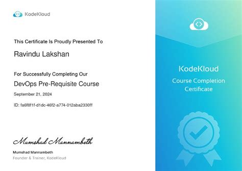 completed devops pre requisite course by kodekloud ravindu lakshan