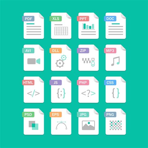 Set Of Document File Formats And Labels Icons Vector Illustration 13050539 Vector Art At Vecteezy