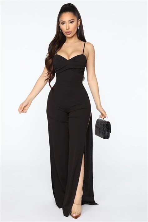 Show Some Side Jumpsuit Black Fashion Black Bell Sleeve Dress