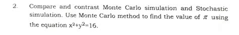 Solved Compare And Contrast Monte Carlo Simulation And Chegg