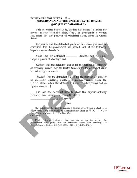 Forgery Against The United States Us Legal Forms