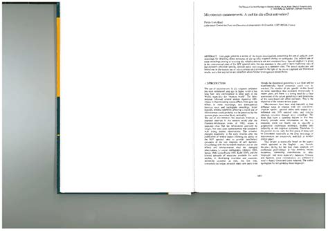 Pdf Microtremor Measurements A Tool For Site Effect Estimation