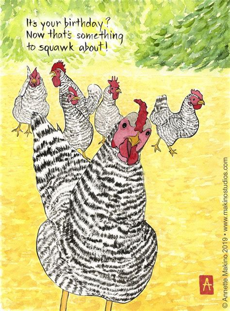 Funny Chicken Birthday Card Mosaic Bird And Tree Design Chicken Card