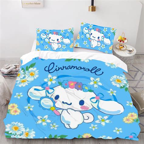 Cinnamoroll Bed Set Cute Sanrio Bed Linen Sheets Cartoon Blue Quilt Se Lusy Store Llc