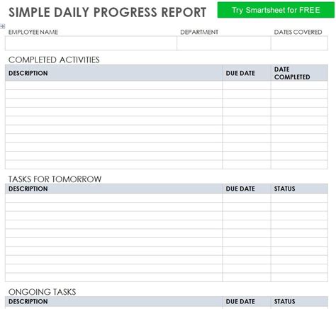 Daily Progress Report Templates WORD EXCEL Excel Format