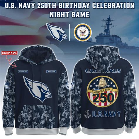 Arizona Cardinals Navy 250th Birthday Hoodie Limited Edions Goteamjs Store