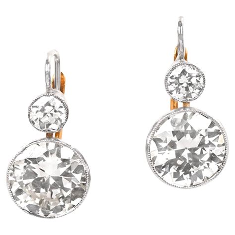2 80ct Old European Cut Diamond Earrings Vs1 Clarity Platinum For Sale At 1stdibs