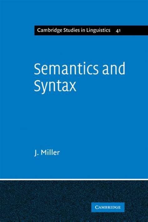 Semantics And Syntax 9780521108294 J Miller Boeken Bol