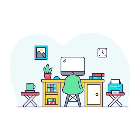 Premium Vector Trendy Design Illustration Of Workstation Flat Vector