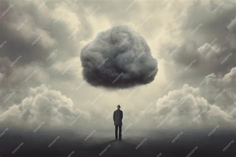 Premium Ai Image A Man Stands In A Dark Landscape With A Cloud Above Him