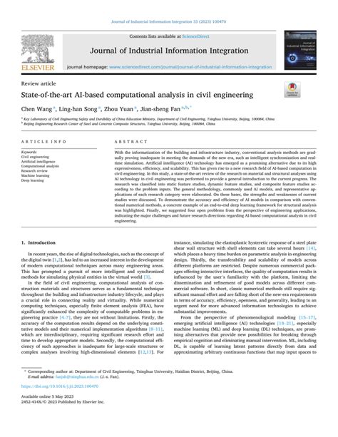 State Of The Art AI Based Computational Analysis In Civil Engineering