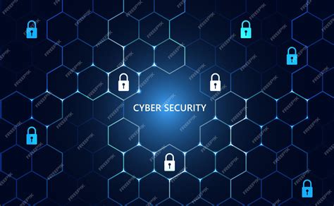 Premium Vector Concept Of Cyber Security Padlock On Hexagonal Grid