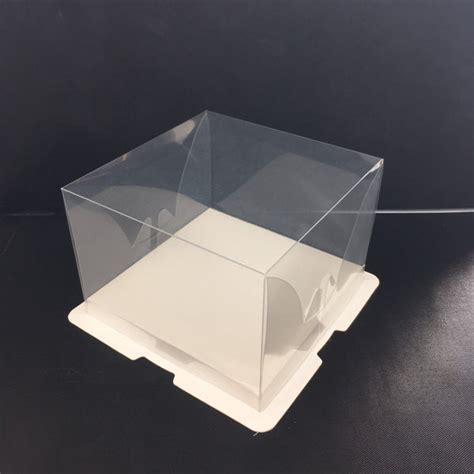 กล่องโชว์เค้ก สำหรับเค้ก 1 2 ปอนด์ แบบใส ฐานขาว Pvc 1 กล่อง ฐาน 15 5x1 Thai Diy Cupcake