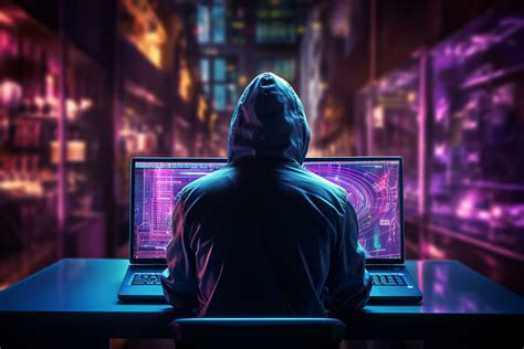 Hacker In Hood Stealing Data From Computer Cyber Crime Concept Ai