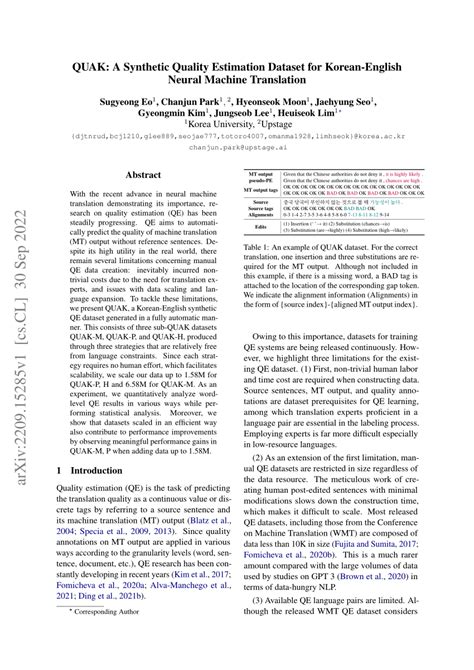 Pdf Quak A Synthetic Quality Estimation Dataset For Korean English Neural Machine Translation