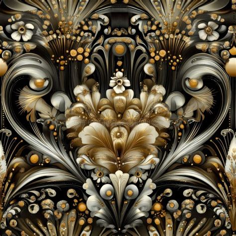 Elegant Gold And Silver Floral Frame Design Stock Illustration