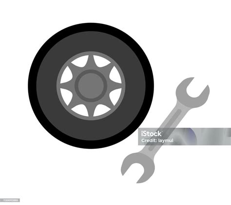 타이어와 렌치 일러스트레이션에 대한 스톡 벡터 아트 및 기타 이미지 일러스트레이션 개선 검은색 Istock