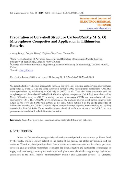 Pdf Preparation Of Core Shell Structure Carbonsnm2 Ms O