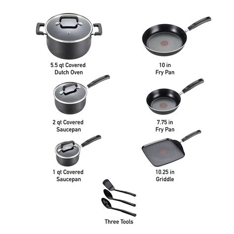 T Fal Signature 12 Piece Cookware Set Black