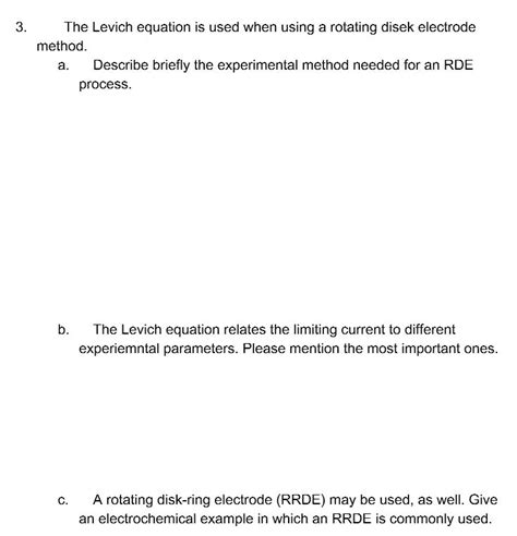 3 The Levich Equation Is Used When Using A Rotating