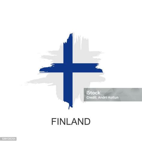 손으로 그린 잉크 브러쉬 스트로크 핀란드의 국기 흰색 배경에 핀란드 애국 심볼 휴일 디자인 포스터 배너 전단지 컨셉 벡터